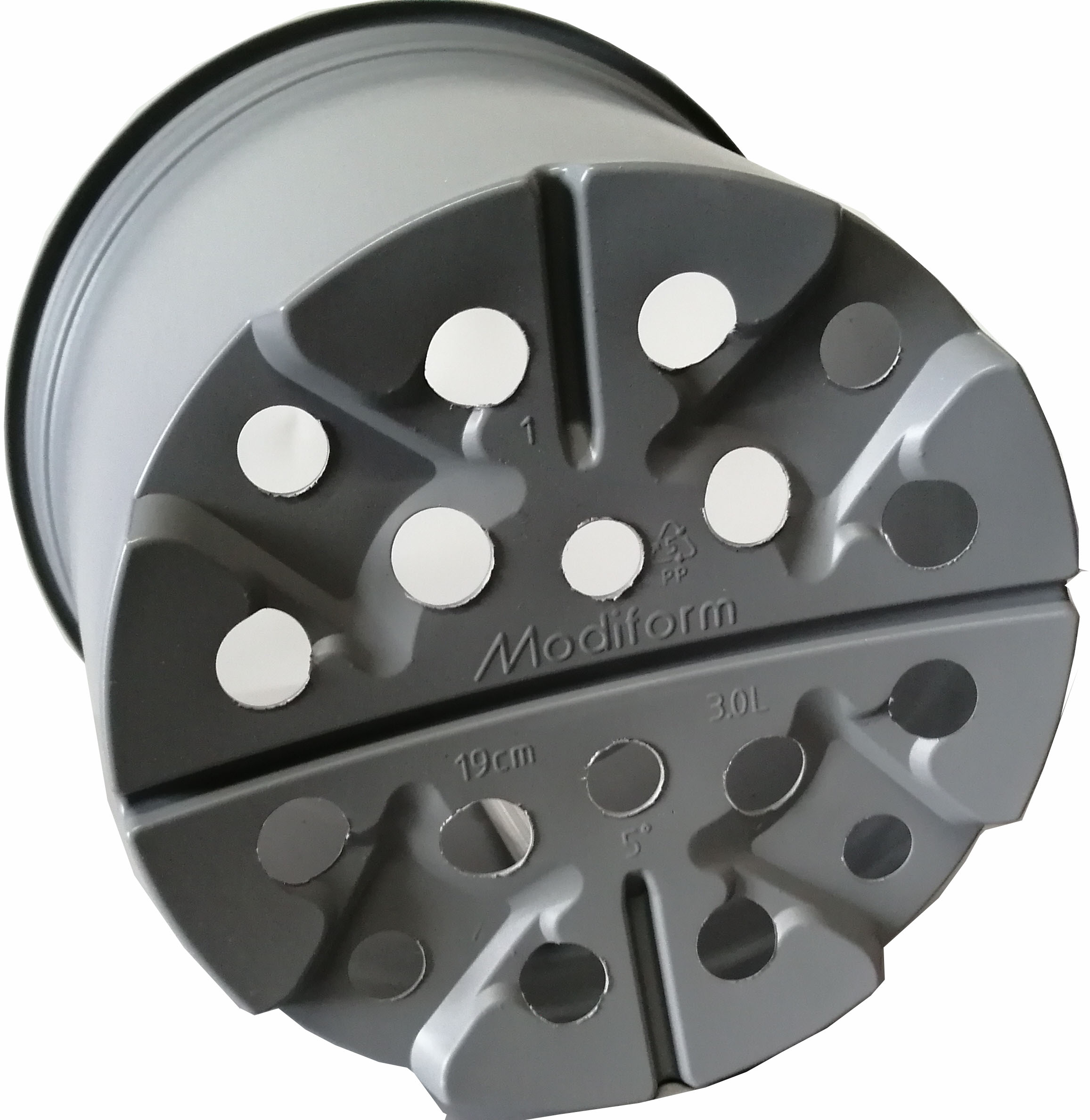 3 litre mod grey pot base | H. Smith Plastics Ltd